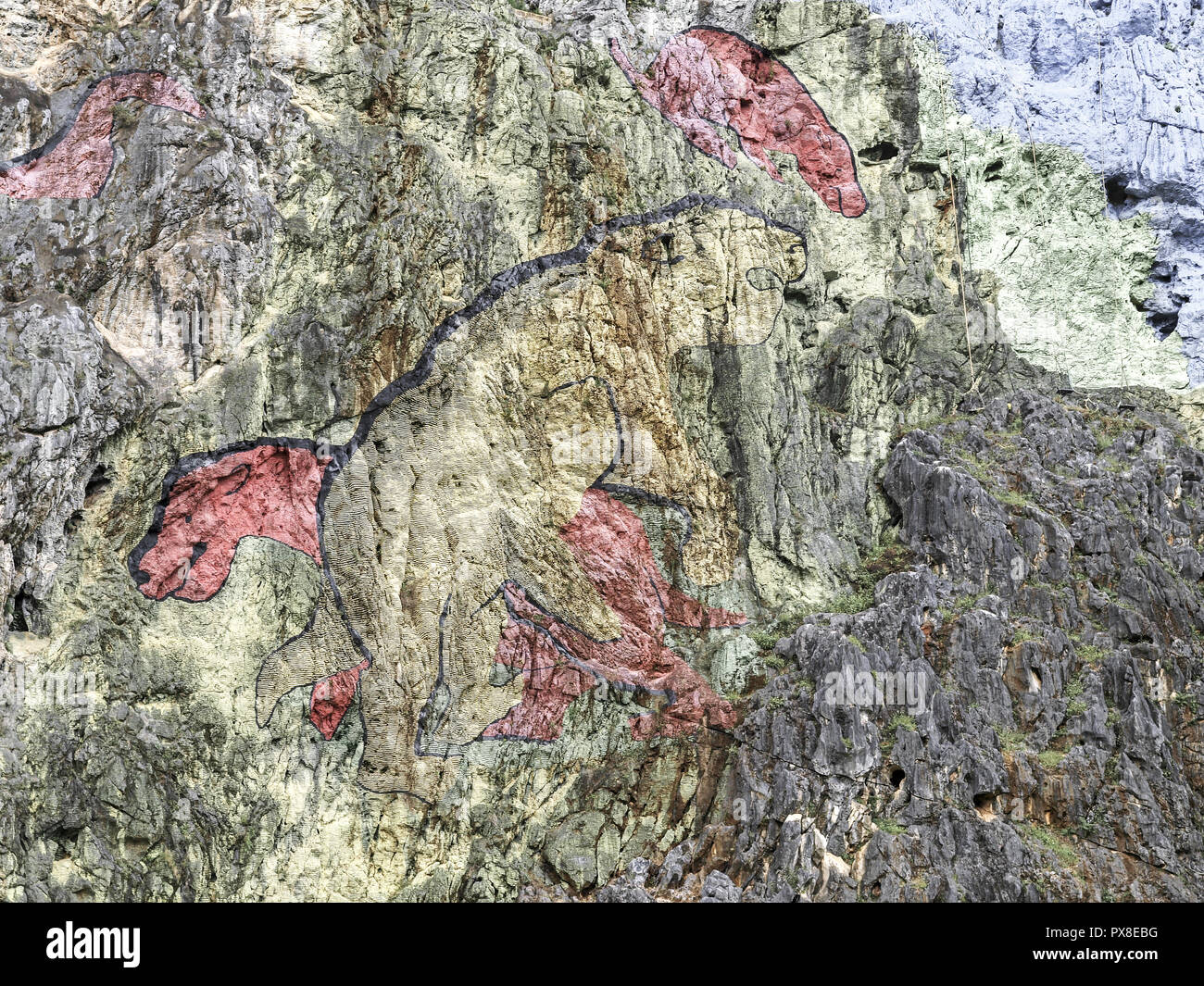 Cuba rocks painted with prehistoric motives hi-res stock photography ...