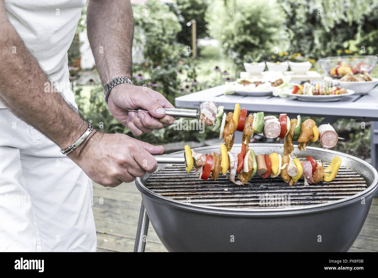 Garden grill party, Austria, Lower Austria, Southern Lower Austria ...