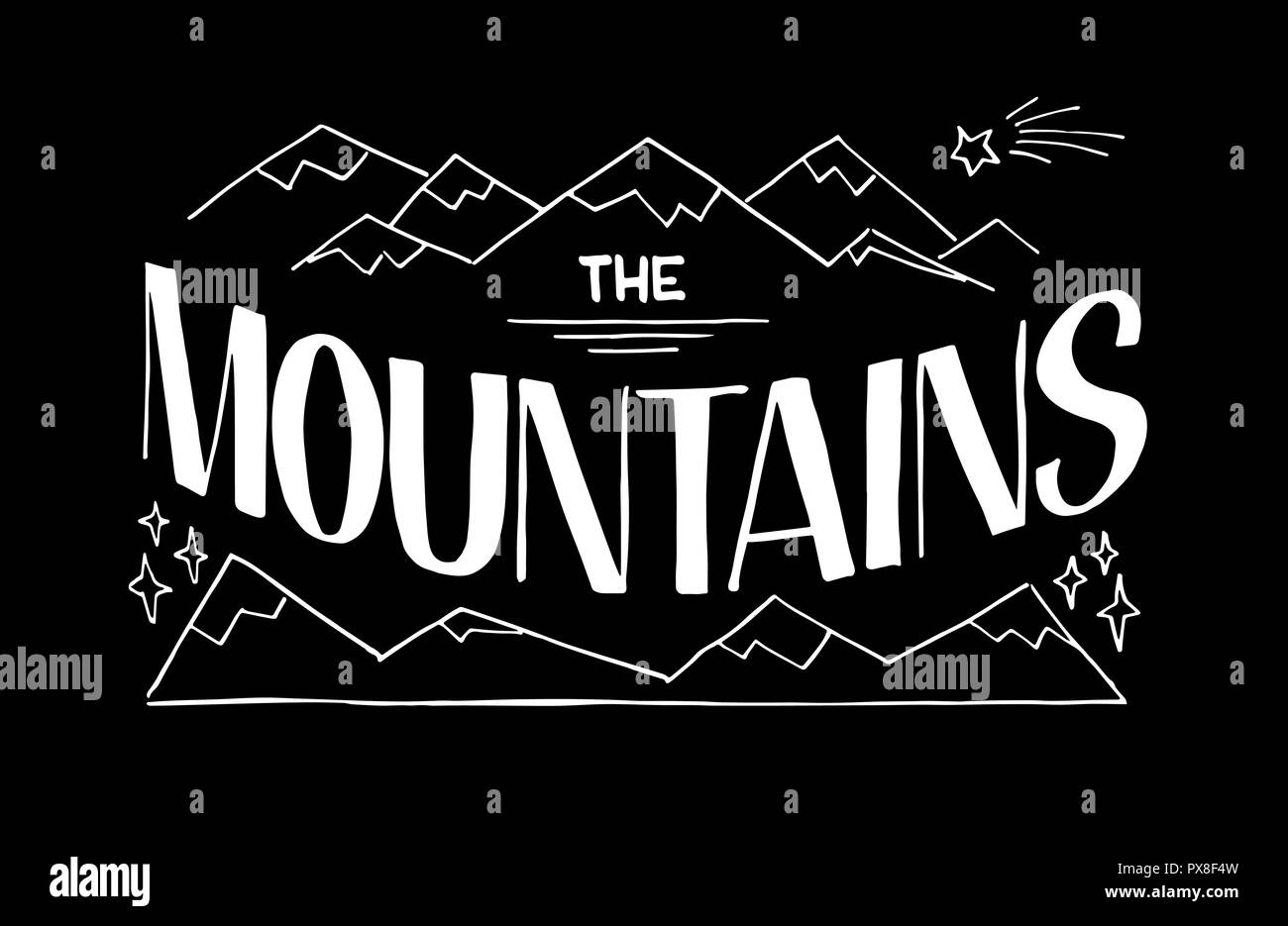 Lettering The Mountains Stock Vector Image & Art - Alamy