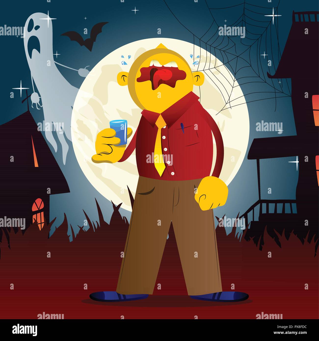 Yellow man drinking brandy. Vector cartoon illustration Stock Vector ...