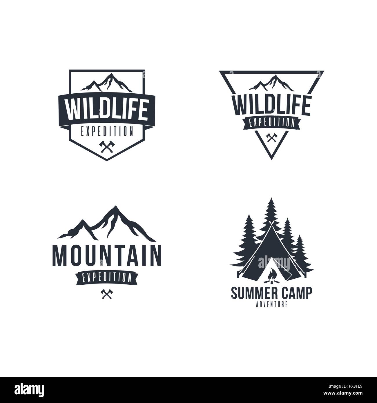 Black and White Mountain Explorer Adventure Badge Vector Template ...