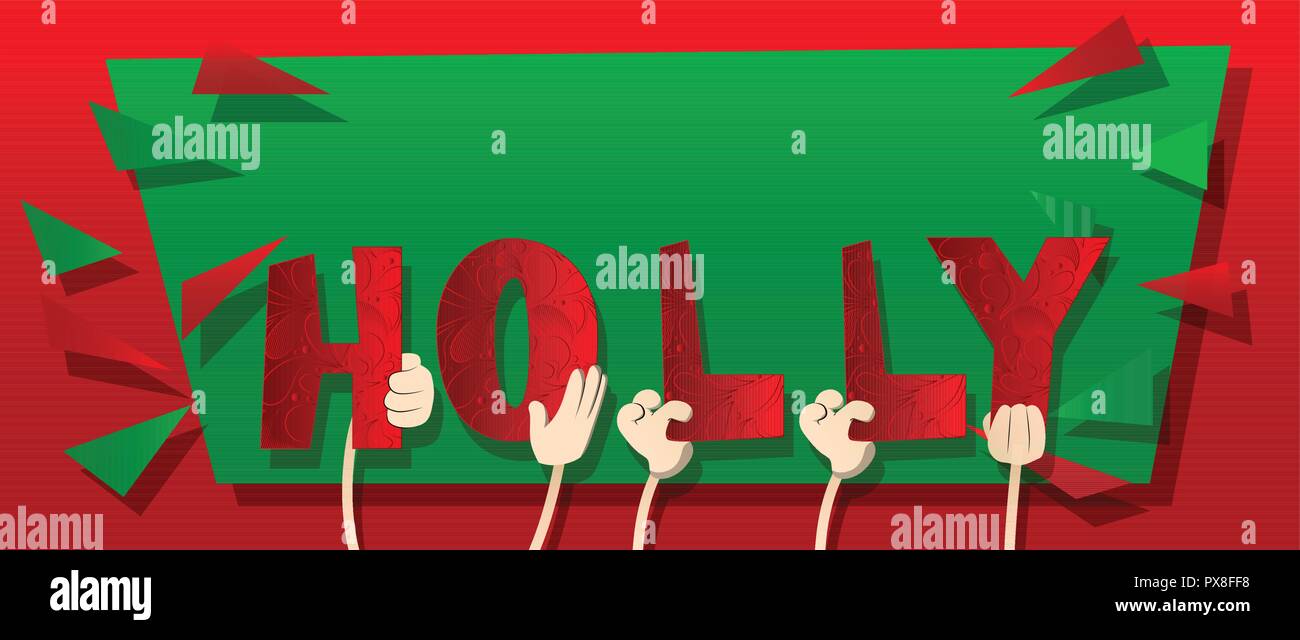 Diverse hands holding letters of the alphabet created the word Holly ...