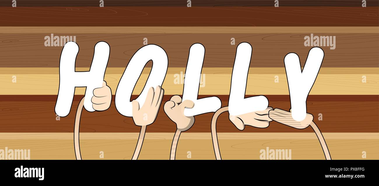 Diverse hands holding letters of the alphabet created the word Holly ...