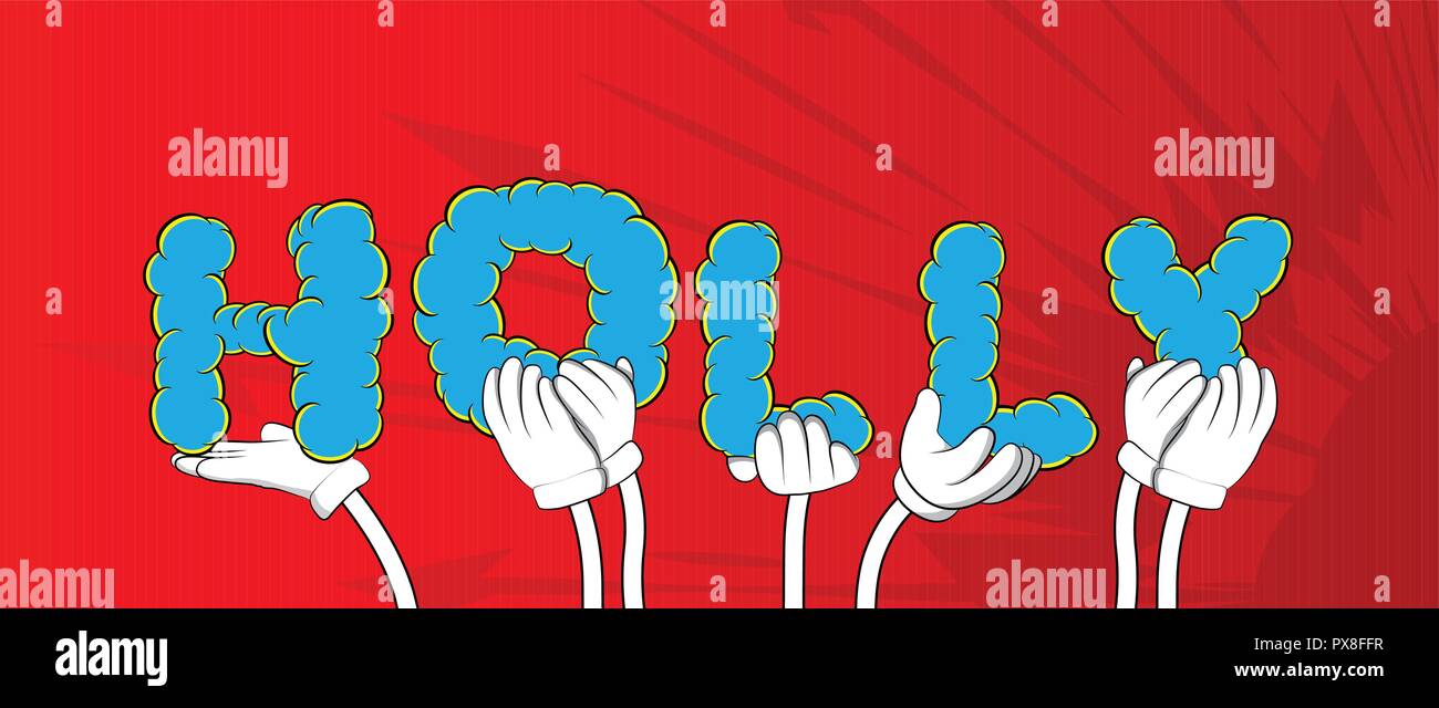Diverse hands holding letters of the alphabet created the word Holly ...