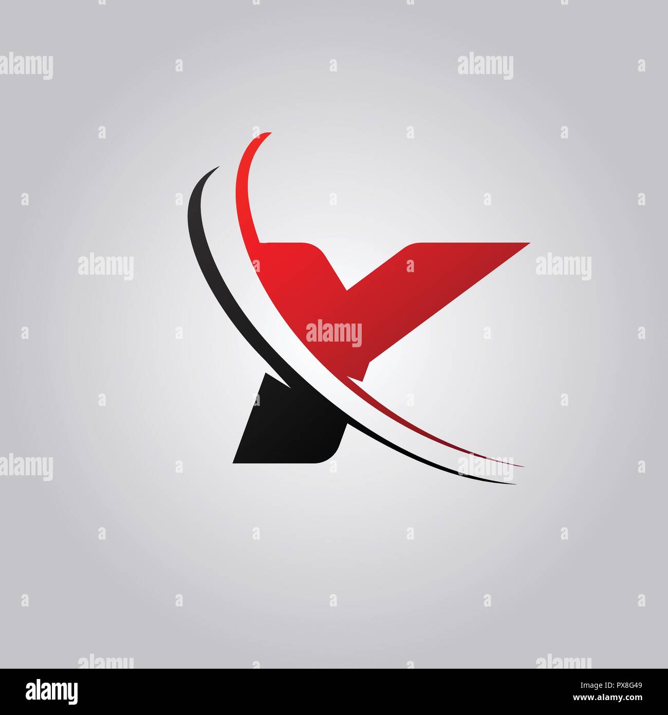 initial Y Letter logo with swoosh colored red and black Stock Vector ...