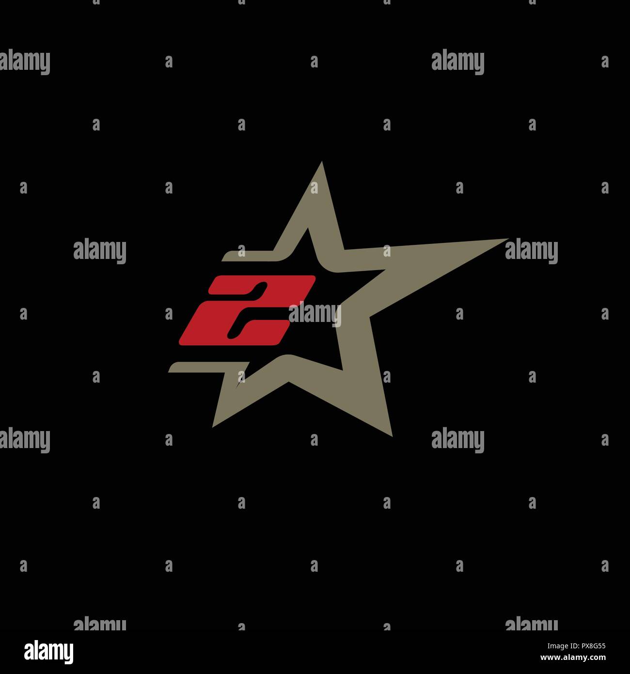 Number 2 logo template with Star design element Stock Vector Image ...