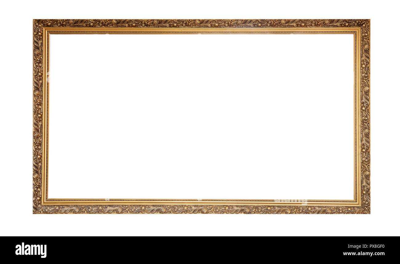 Golden classical empty frame isolated on white background. Copy space ...