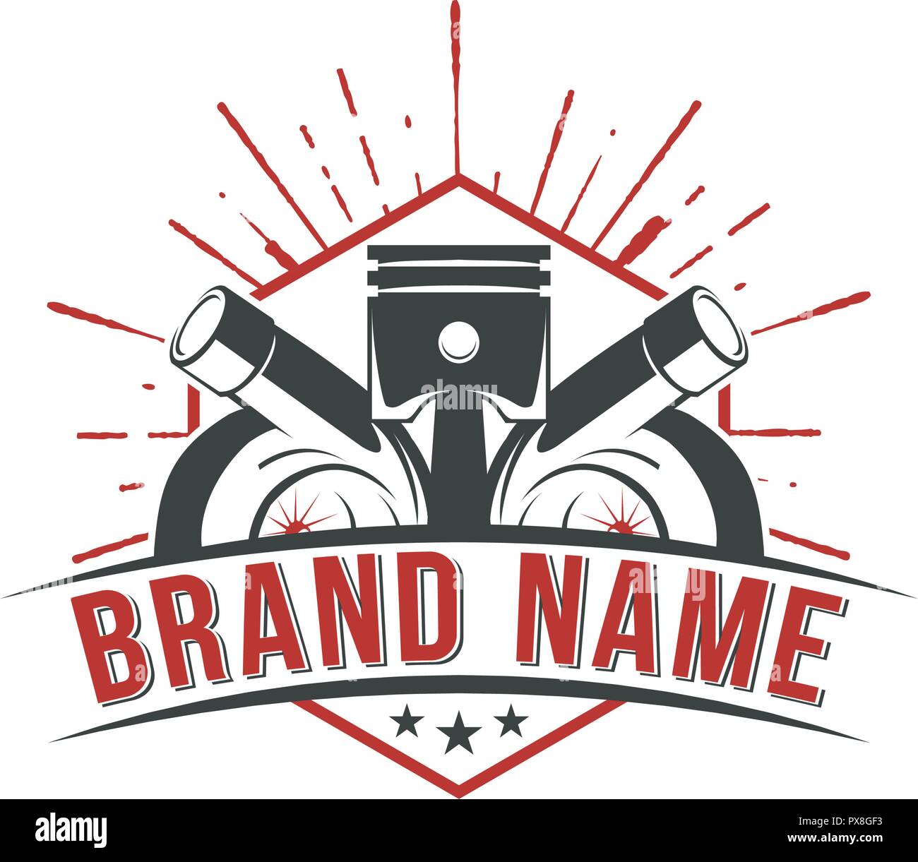 Automotive performance badges logo with turbocharger and piston Stock ...