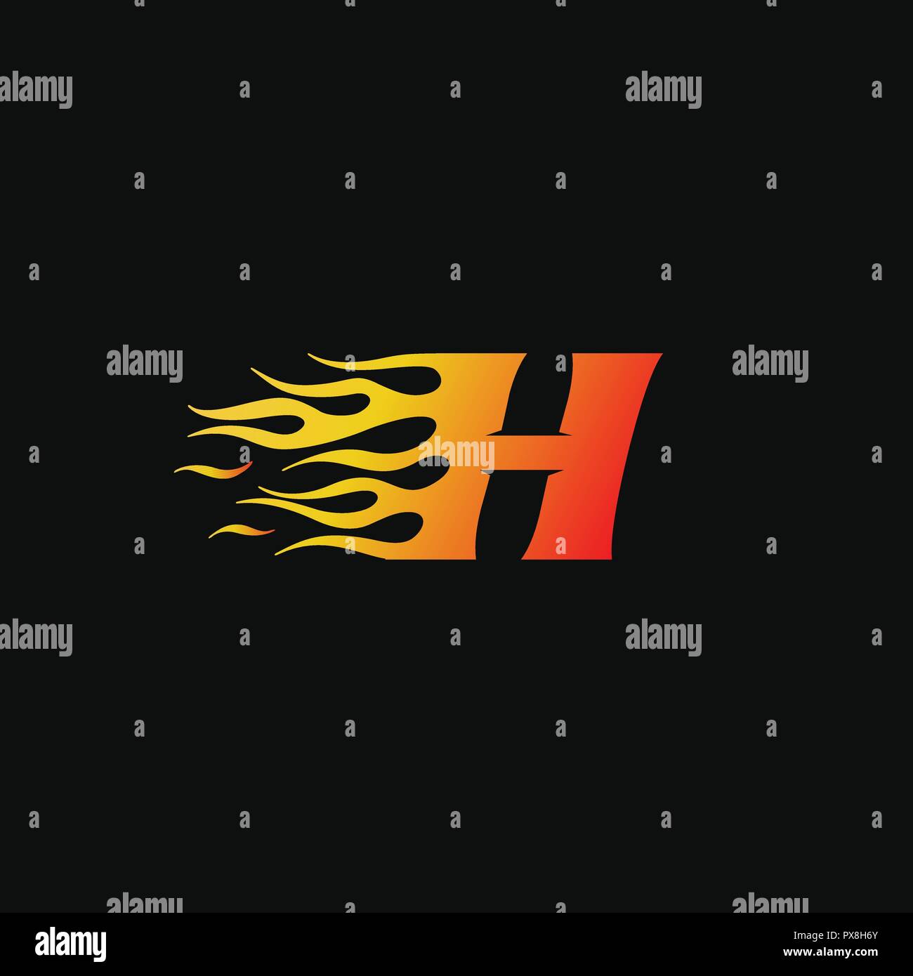 letter H Burning flame logo design template Stock Vector Image & Art ...