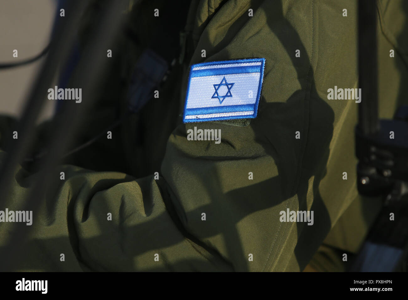 Details with the Israeli flag on a military medic uniform Stock Photo ...