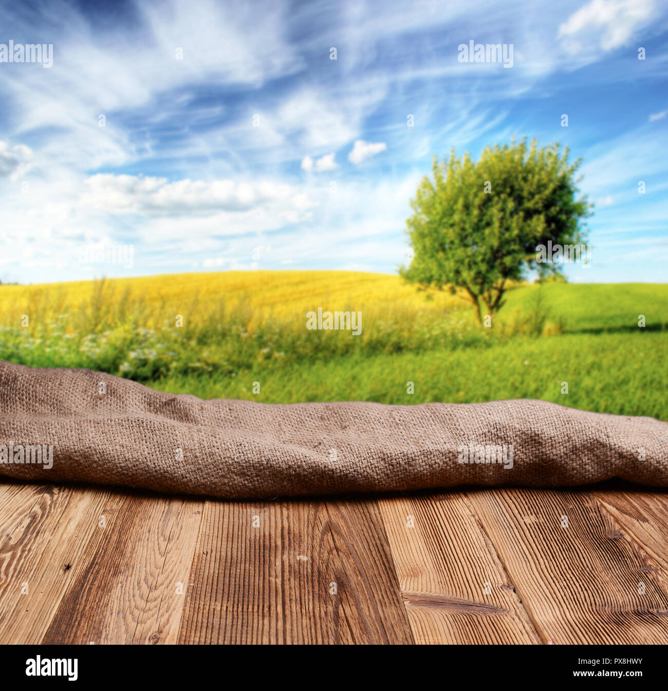 Empty table ready for your product display montage Stock Photo - Alamy