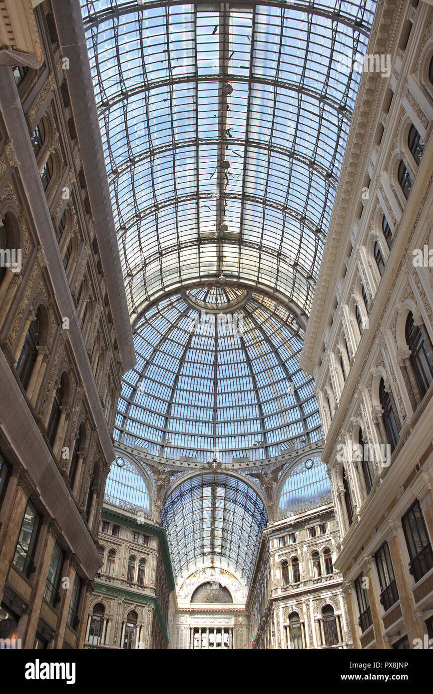 view of glass roof in shopping centre in naples Stock Photo - Alamy