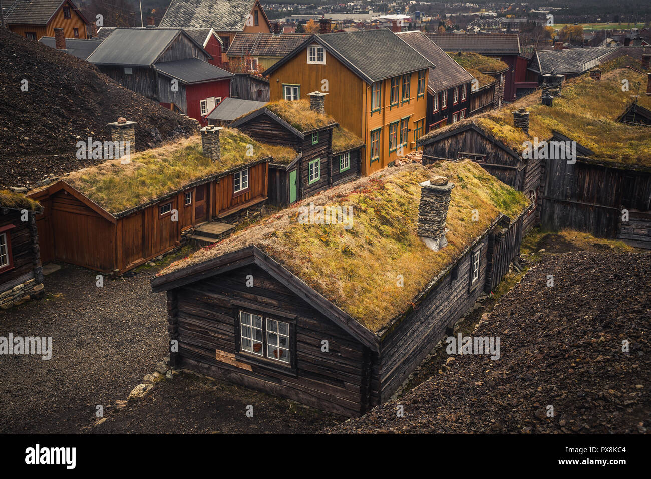 Mining town Røros in Norway, fantastic original old norwegian town, set ...