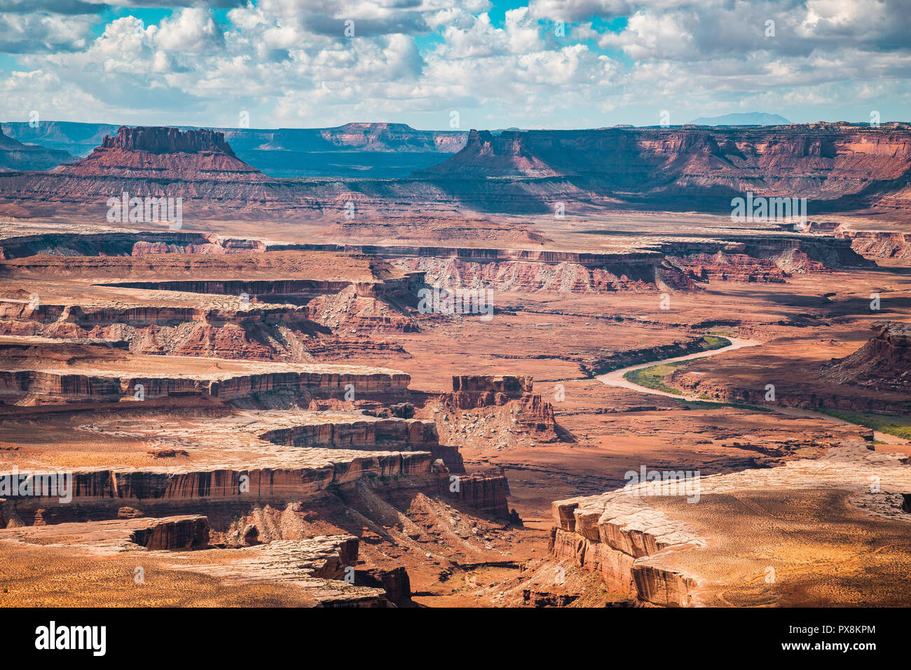 Scenic Green River overlook with dramatic clouds and blue sky on a ...