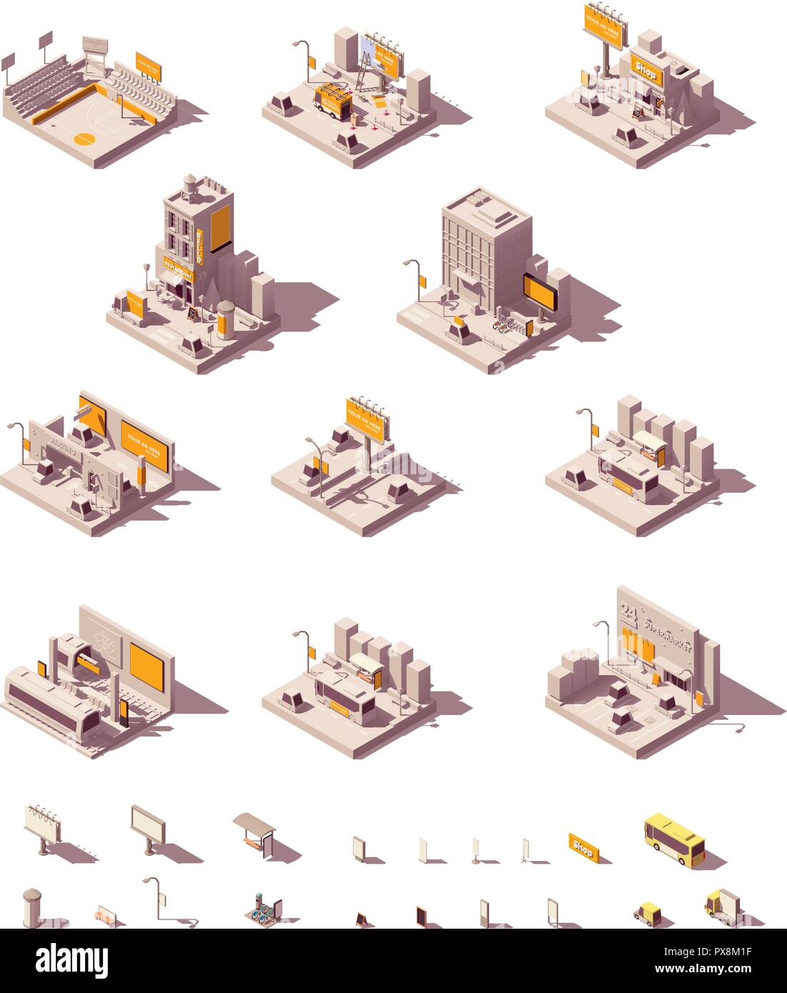 Vector isometric outdoor advertising examples Stock Vector Image & Art ...