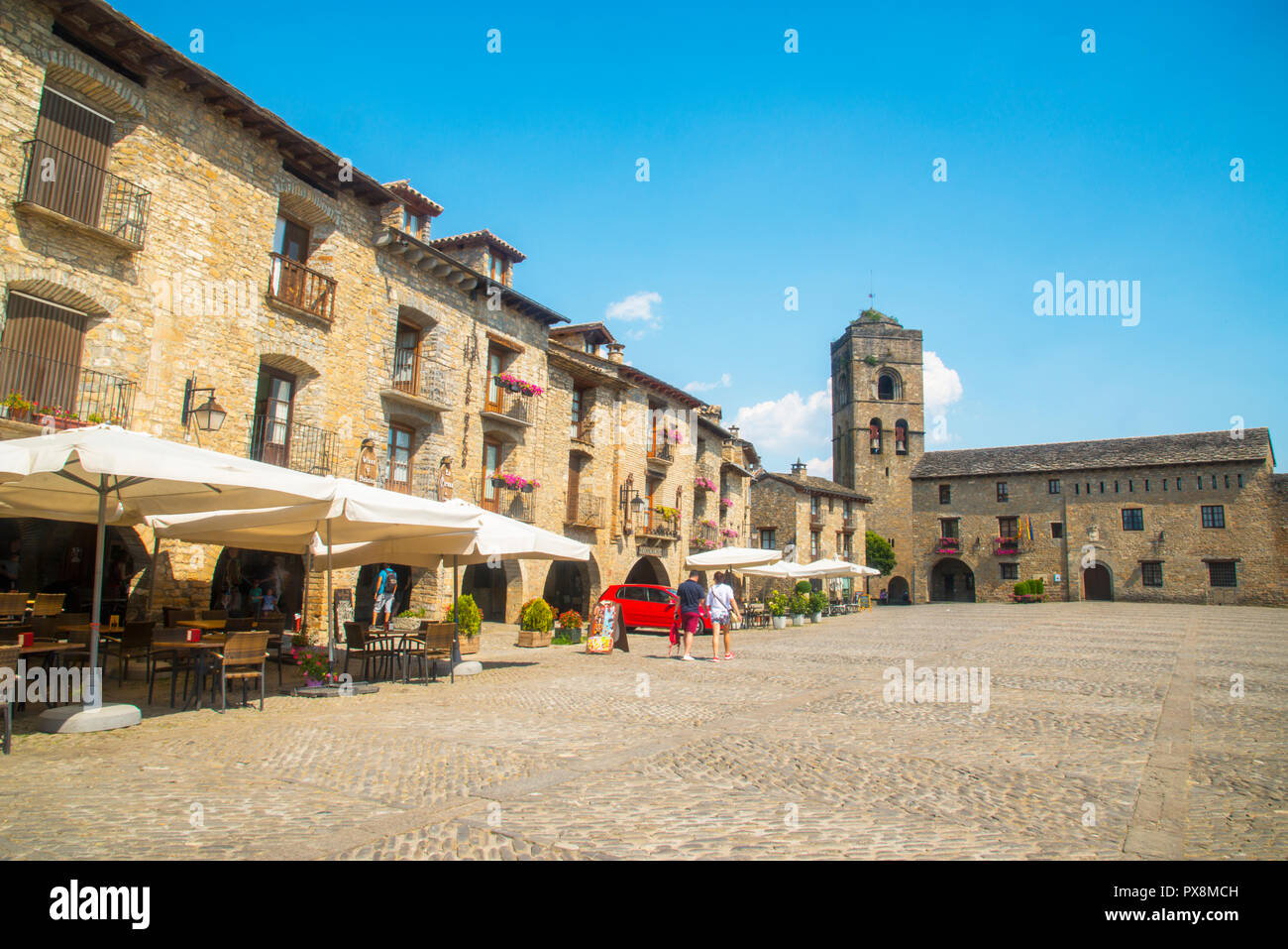 Plaza Mayor. Ainsa, Huesca province, Aragon, Spain Stock Photo - Alamy
