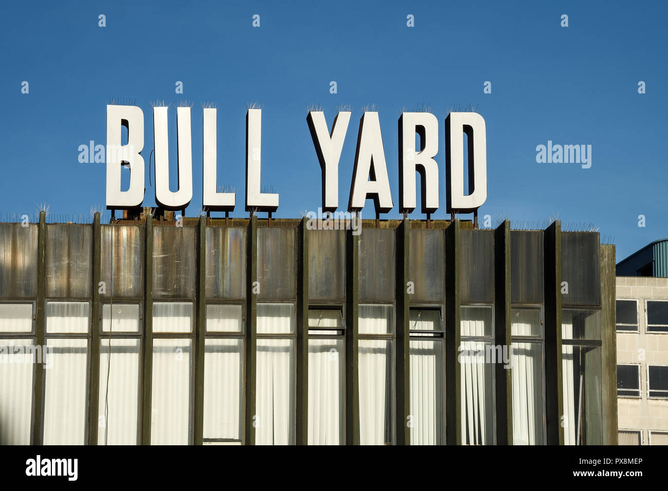 Signage for the Bull Yard shopping area in Coventry city centre UK ...