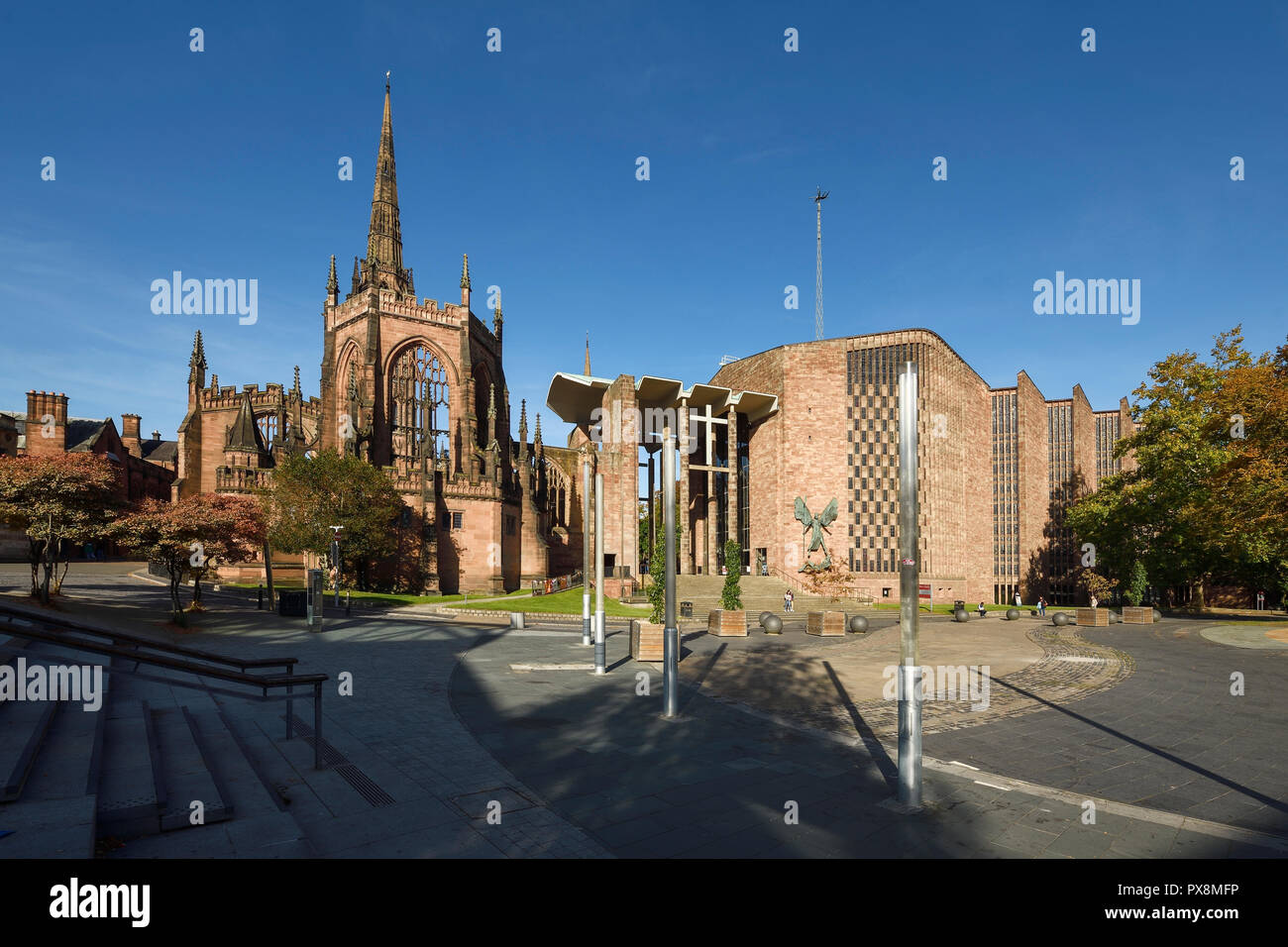 The old ruins and new Coventry Cathedral viewed from University Square ...