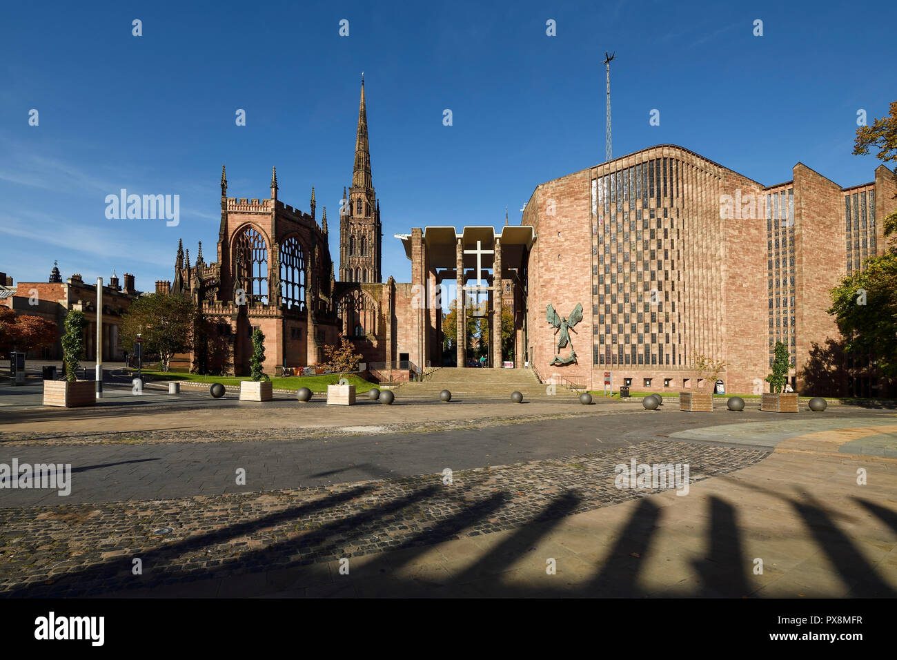 The old ruins and new Coventry Cathedral viewed from University Square ...