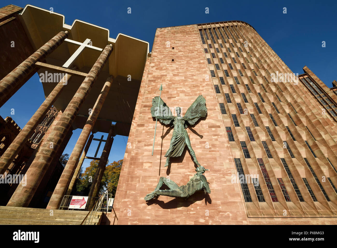 The statue of St Michael and the Devil outside Coventry Cathedral on ...