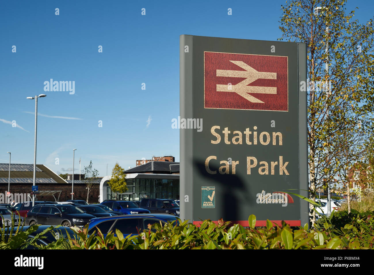 Station Car Park sign outside the railway station in Crewe UK Stock ...
