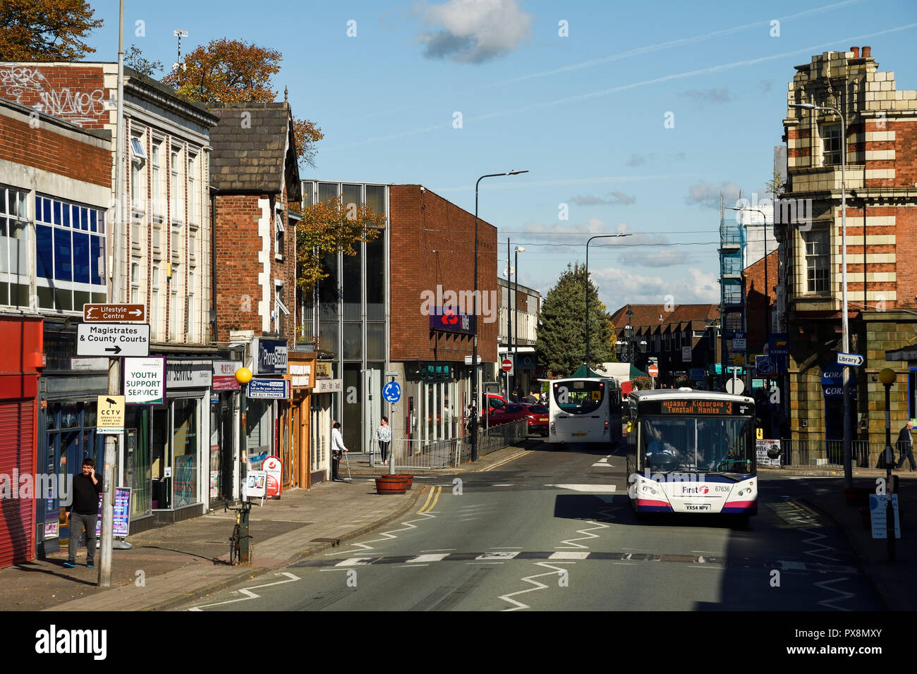 Crewe town centre from Chester Bridge looking towards Market Street ...