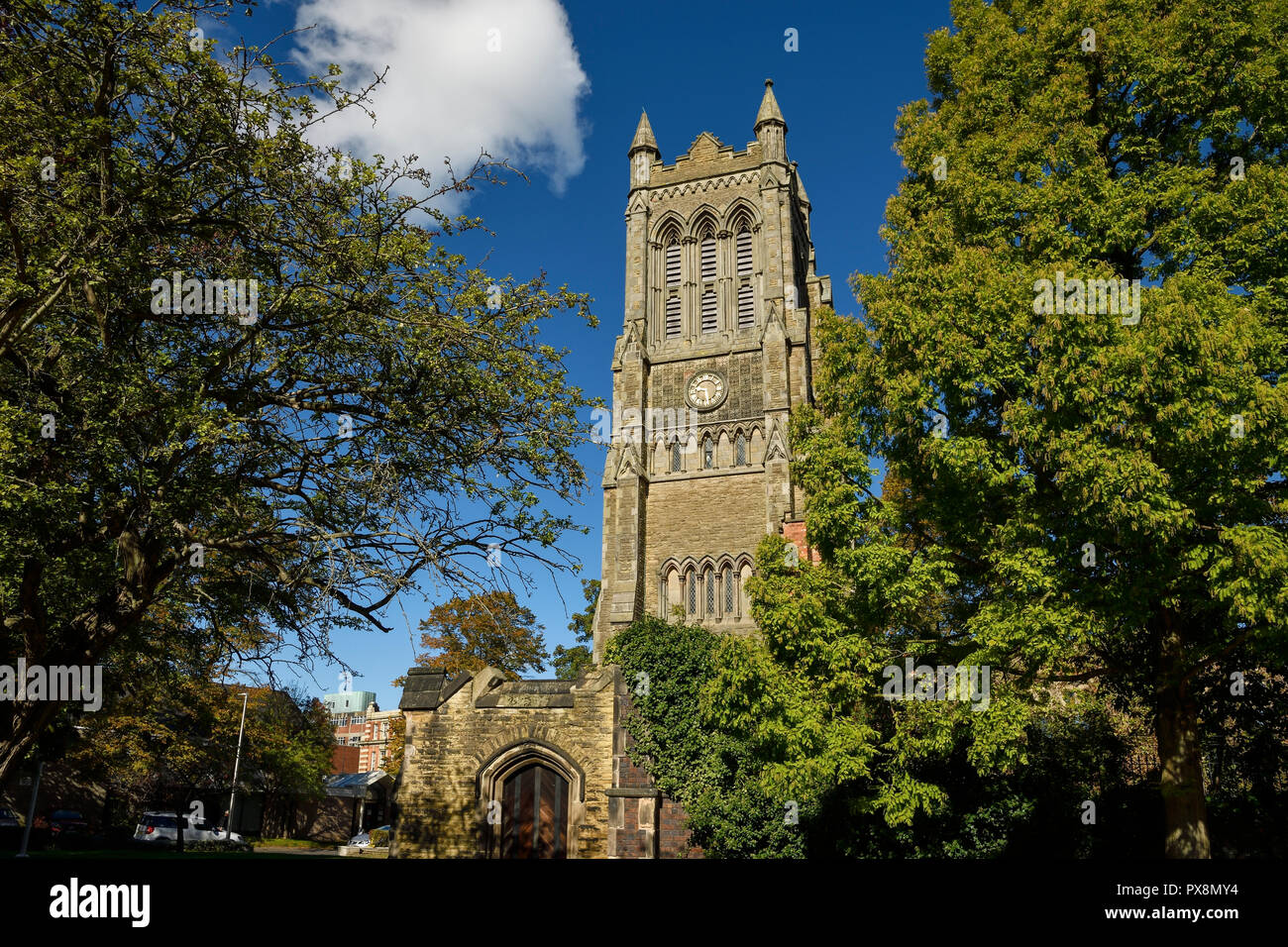 The tower of Christ Church on Prince Albert Street in Crewe town centre ...