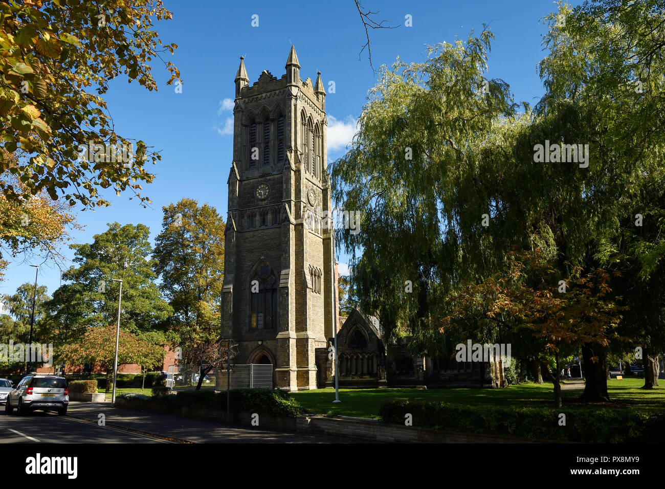 The tower of Christ Church on Prince Albert Street in Crewe town centre ...