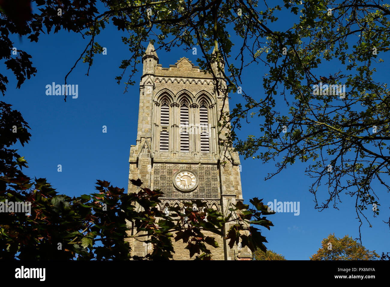 The tower of Christ Church on Prince Albert Street in Crewe town centre ...