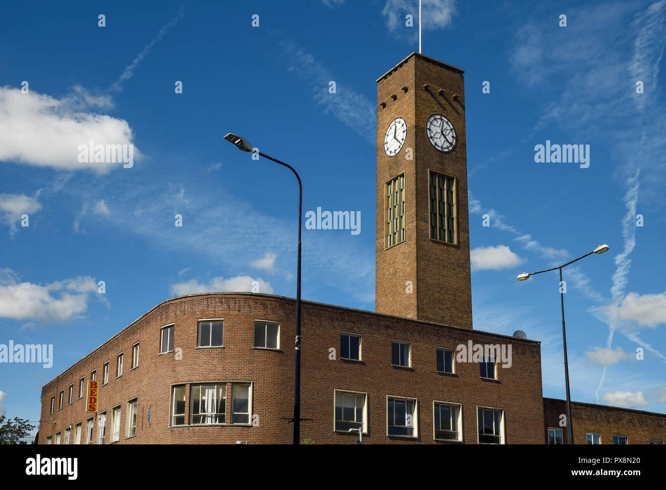 The Big Bill clock tower and building on Queensway in Crewe town centre ...