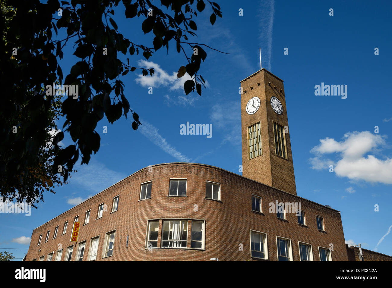 The Big Bill clock tower and building on Queensway in Crewe town centre ...