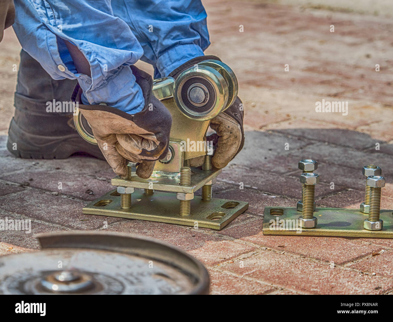 Bearings in the gate during the repair process Stock Photo - Alamy