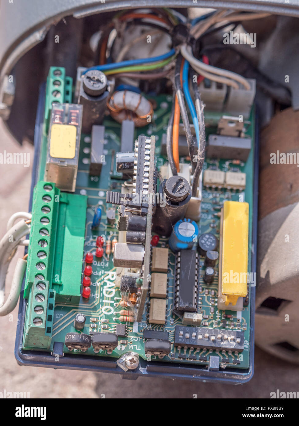 Printed circuit board with different electronics elements inside the ...