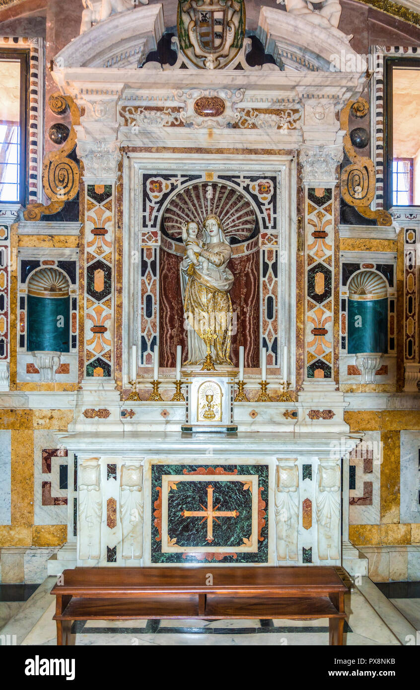 interior of the Cathedral of Santa Maria of Cagliari. The Shrine of the ...