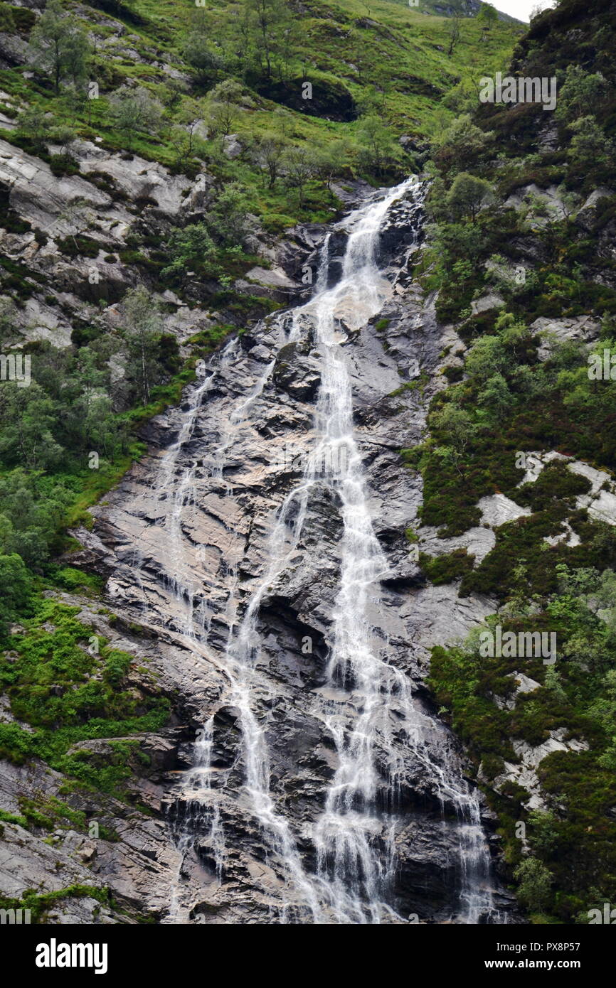 Spectacular 120m long Steall Waterfall, An Steall Ban or Steall Falls ...