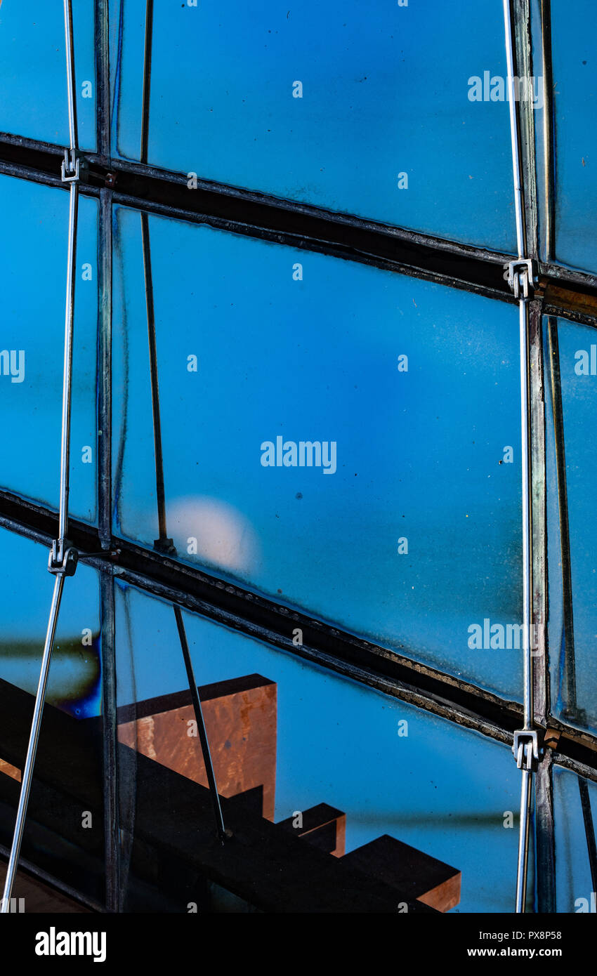 Abstract damaged glass reflection window background Stock Photo - Alamy