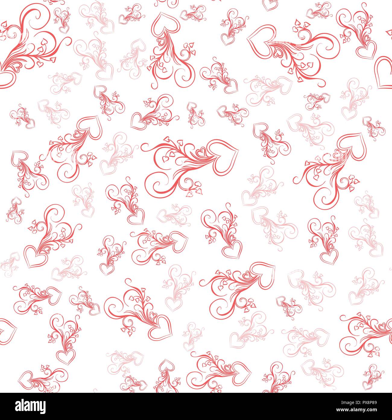 Seamless red doodle heart Stock Vector Images - Alamy