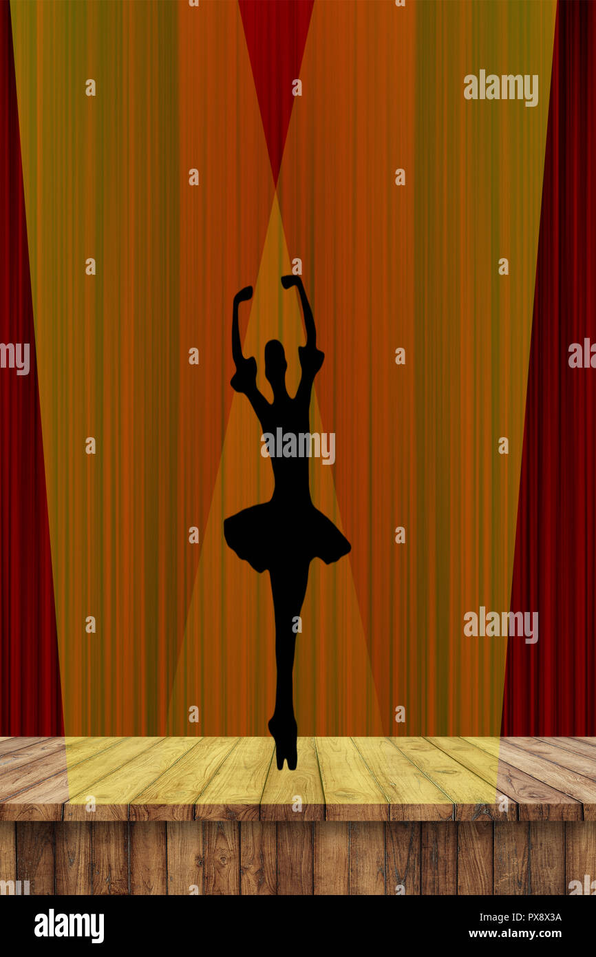 Ballerina silhouette of young dancing elegant ballet girl on pointe ...