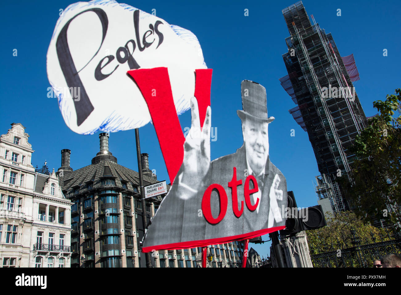 Churchill placard peoples vote hi-res stock photography and images - Alamy
