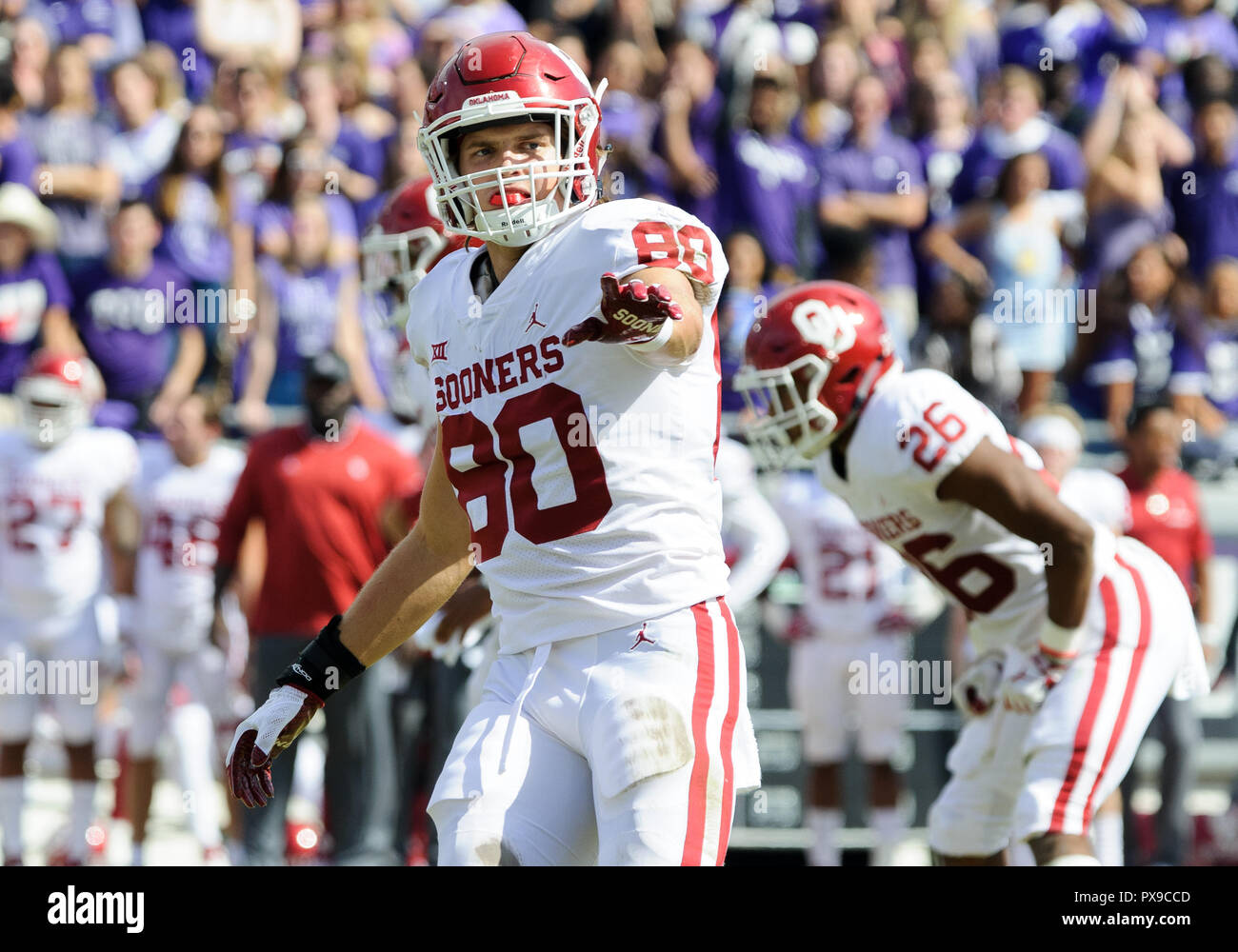 Waco, Texas, USA. 20th Oct, 2018. Oklahoma Sooners tight end Grant ...