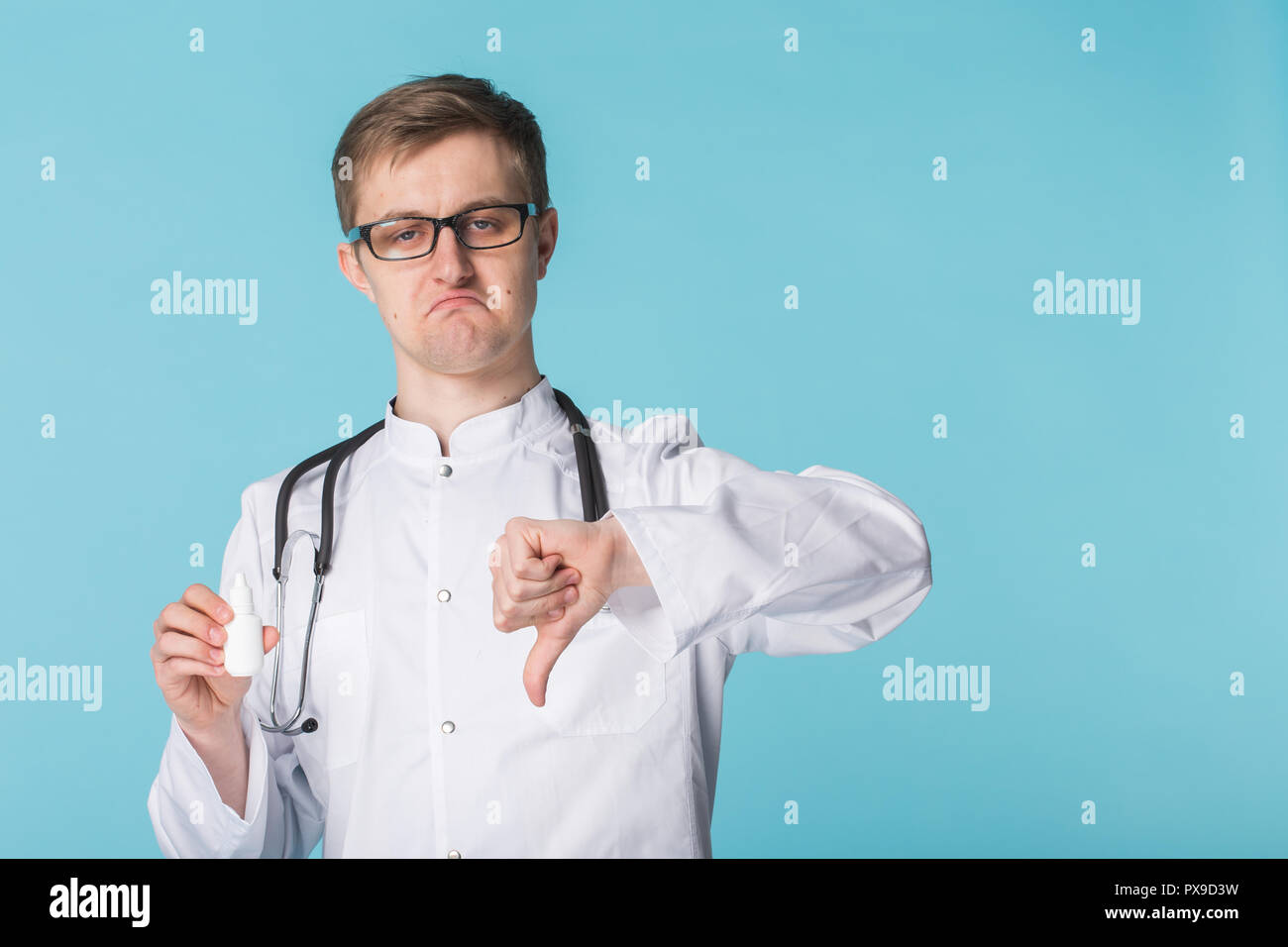 Bad medicaments and pharmaceutical problems concept - Doctor or ...