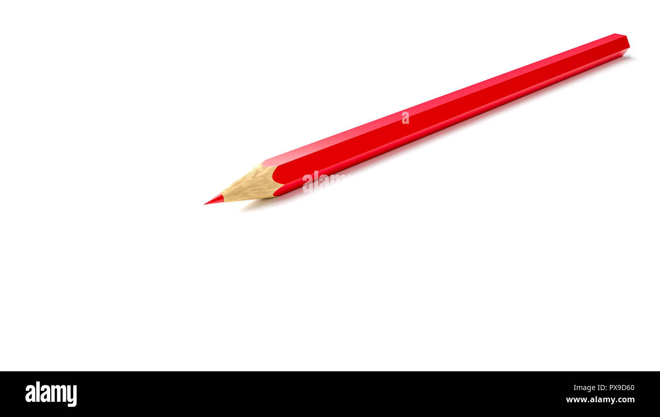 Red color pencil on white background - 3D Illustration Stock Photo - Alamy
