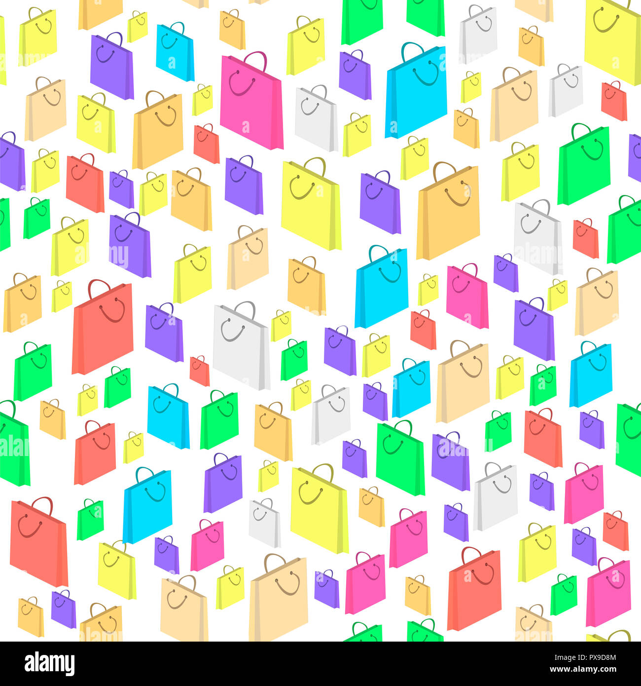 Colorful Shopping Paper Bags Seamless Pattern Stock Photo - Alamy