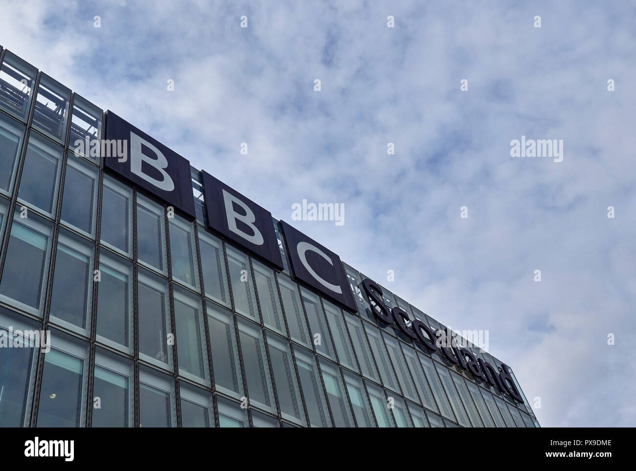 The BBC Scotland Building at Pacific Quay, next to the River Clyde in ...