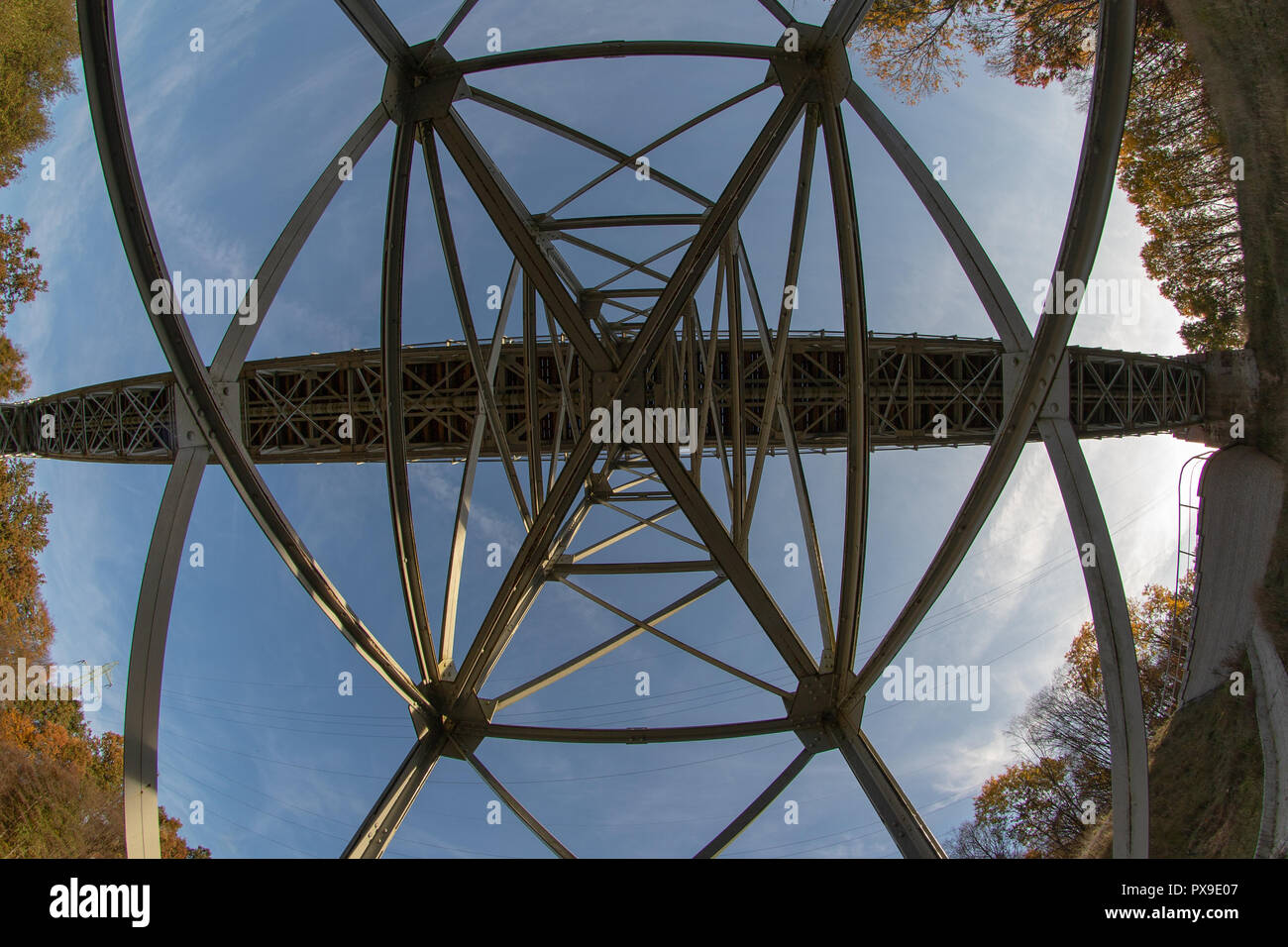 A bridge over a river built from a truss. Bridge, truss joined by ...