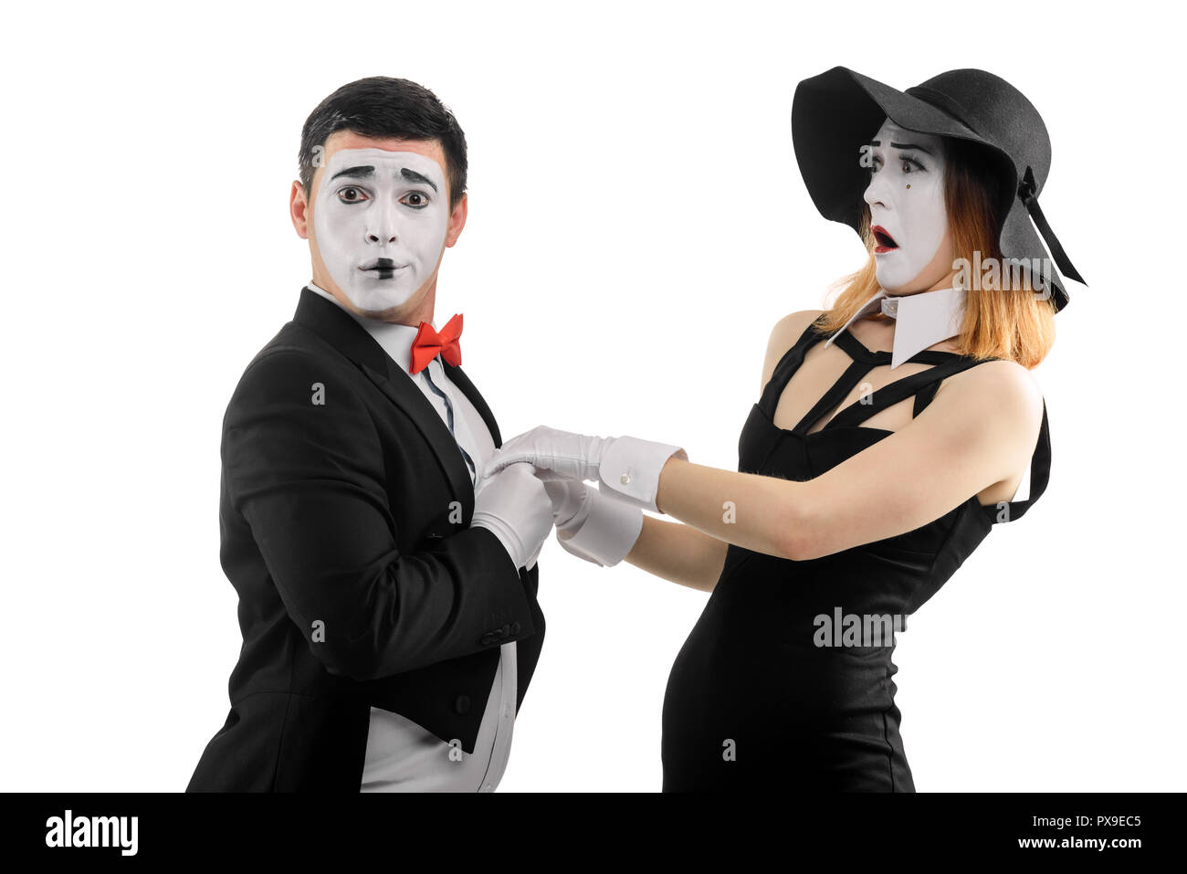 Dramatic sketch of two mimes Stock Photo - Alamy
