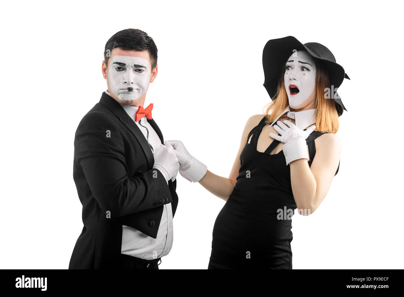 Emotional acting of two mimes Stock Photo - Alamy