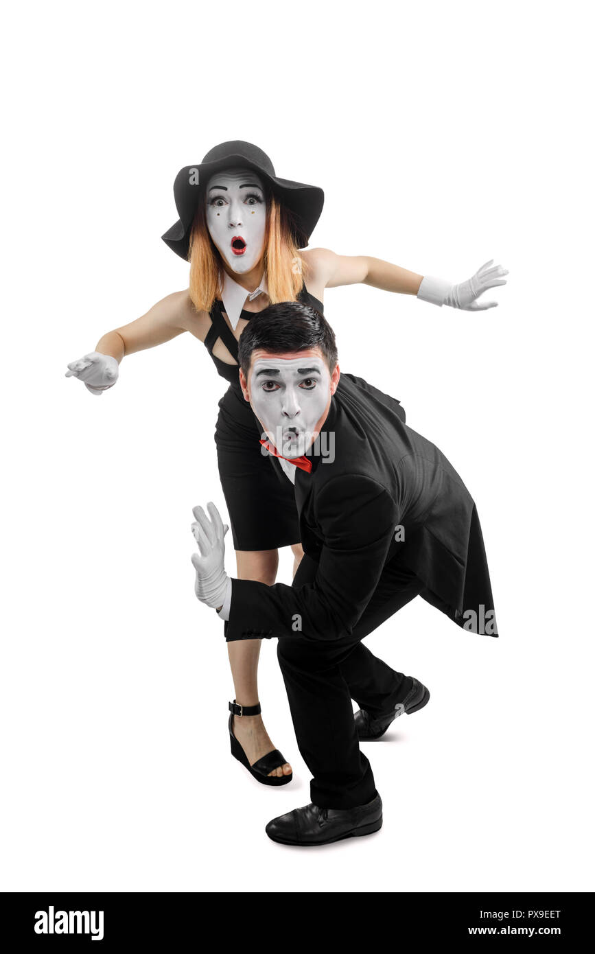 Two mimes acting like spies Stock Photo - Alamy