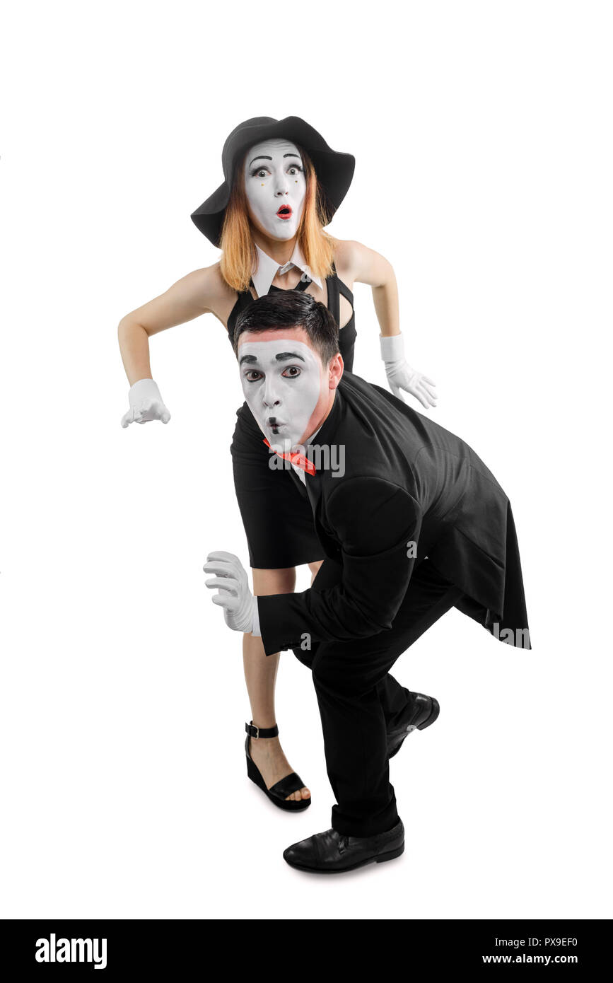 Two mimes making a sketch Stock Photo - Alamy