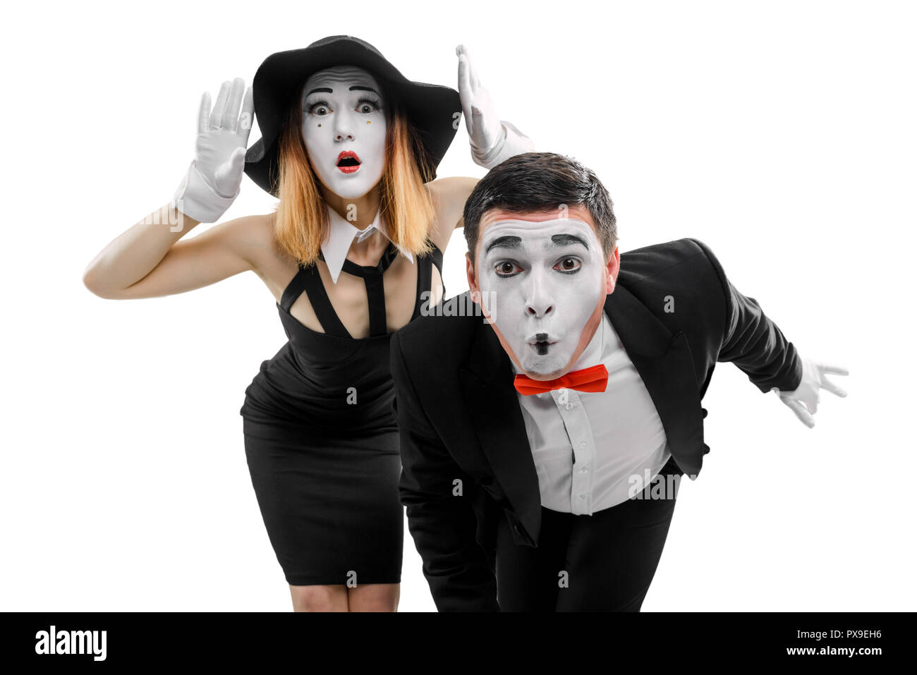 Couple of mimes on white Stock Photo - Alamy